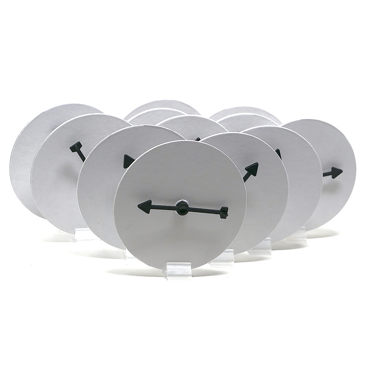 Set of 12 Board Game Arrow Spinners with 12 Blank Uncoated Ready-to-Decorate Round Spinner Boards