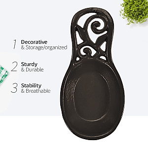 Spoon Rest Vintage Metal Kitchen Spoon Rest, Cast Iron for Cooking Home Decor, Coffee Gold Color