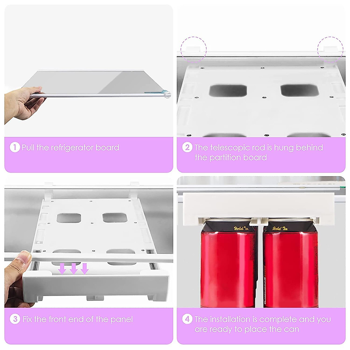 2 PCS Hanging Soda Organizer for Refrigerator,Soda Can Organizer Stacking Can Dispenser for Refrigerator Space Save for Pantry, Freezer, Kitchen, Beverage Storage Holder Up to 16 Cans