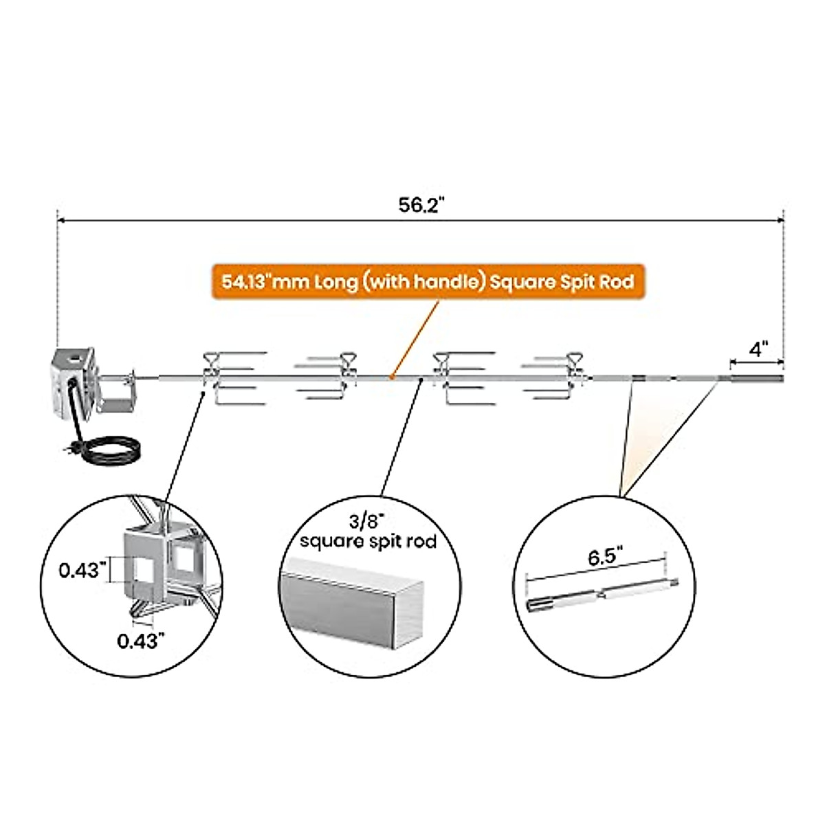 onlyfire Stainless Steel Grill Rotisserie Kit Replacement for Weber Genesis II and Genesis II LX 4 & 6 Burner Grills, Genesis 2022 4 Burner Gas Grills