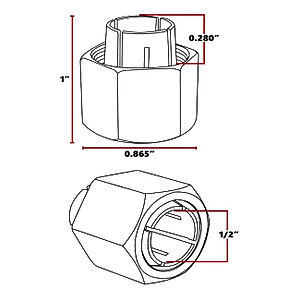 HAKATOP 19693 1/2" Router Collet Replacement For Dewalt 326286-03 Big Horn Bosch 2610906284 Hitachi 325-199, 323-421