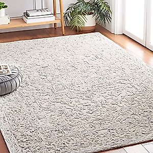 MARTHA STEWART Collection by SAFAVIEH 8' x 10' Ivory/Charcoal MSR3532H Handmade Contemporary Wool Area Rug