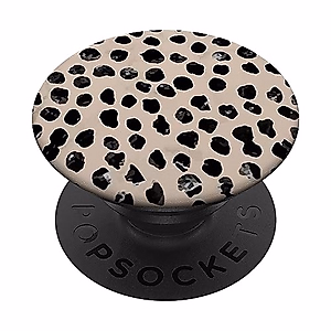 Black Polka Dots Almond Latte Pattern PopSockets Standard PopGrip