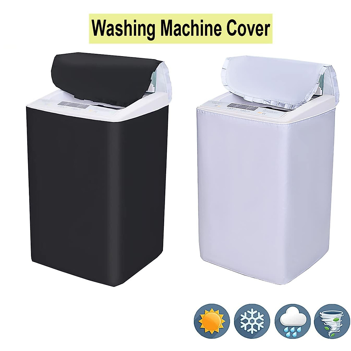 Portable Washing Machine Cover,Top Load Washer Dryer Cover, Washing Appliance Protector(Black) (XL-W23D26H37)