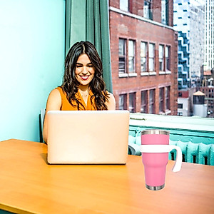 30 oz Tumbler Handles, Anti Slip Travel Mug Grip Cup Holder for Stainless Steel Tumblers, Suitable for Trail, Sic, Yeti, Ozark and More 30 Ounce Tumbler Mugs, Car Cups (White)