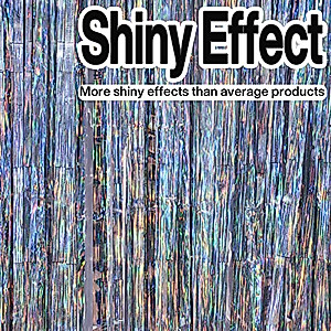 PartyWoo Foil Fringe Curtains Silver 2 pcs and 6 pcs Disco Silver Foil Balloons