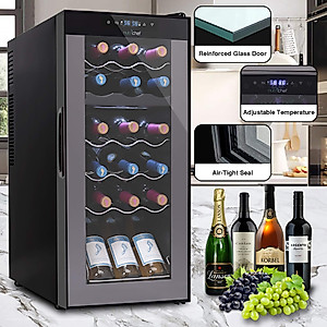NutriChef PKCWCDS188 Cellar Cooler for White and Red Wines Chiller, 18 Bottle Dual Zone-Black