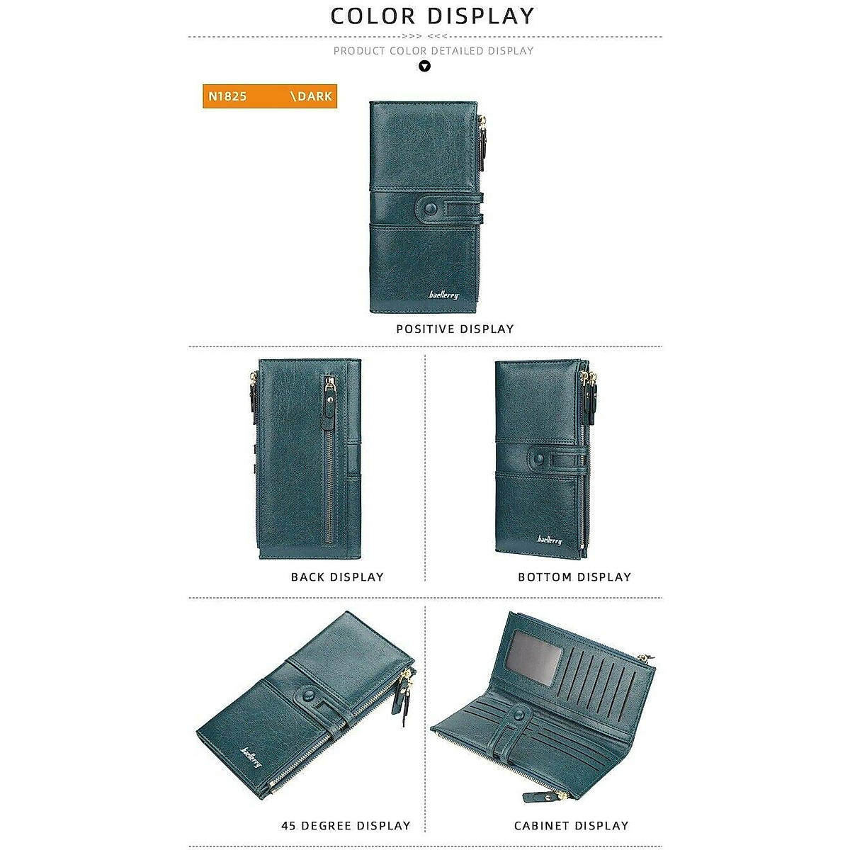 MICROSEVEN Women's Women Large Capacity Leather Double Zipper Long Purse Wallet Phone Bag (Baby Pink)