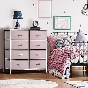 Sorbus Kids Dresser with 8 Drawers - Storage Unit Organizer Chest for Clothes - Bedroom, Kids Room, Nursery, & Closet (Pink, 31.5 x 12 x 32-8 Drawer)