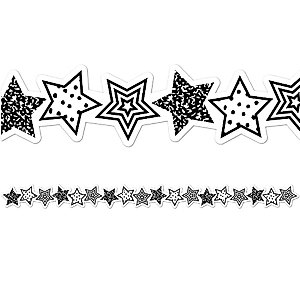 Teacher Created Resources Black and White Stars Die-Cut Border Trim