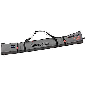 BRUBAKER Combo Ski Boot Bag and Ski Bag for 1 Pair of Ski, Poles, Boots, Helmet, Gear and Apparel - (190 cm) 74 3/4" - Gray