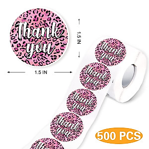 muminglong Cute Pink Leopard Print Thank You Small Business Stickers,Thank You Stickers,Happy Mail Stickers,Handmade Stickers,Small Shop Sticker,Package Stickers for Small Business, 500 PCS