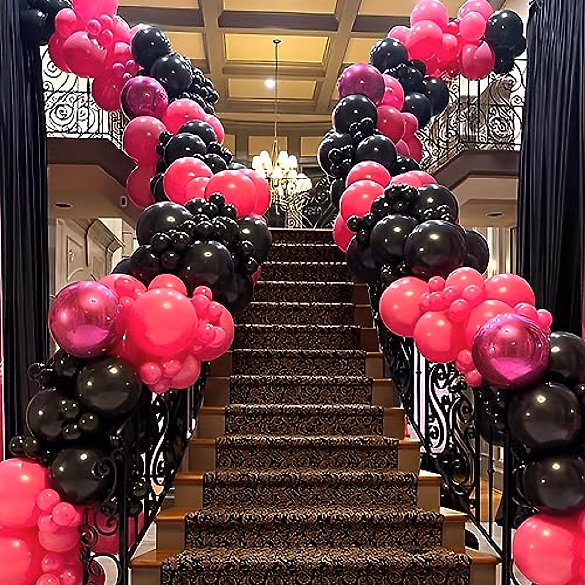 Pink Halloween Party Balloons Decoration, 126PCS Hot Pink Rose Red Black Balloon Garland Arch Kit for Halloween Day Girls Princess Birthday Wedding Baby Shower Bachelorette Bride To Be Party Decor…