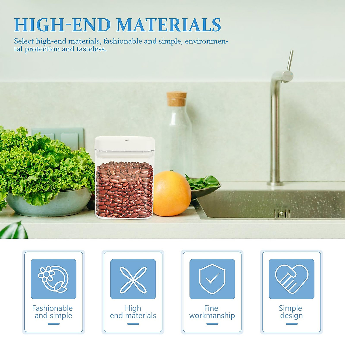 PRETYZOOM Airtight Food Storage Container 800ml Rectangle Sealed Storage Box Kitchen Dry Food Organization Grains Keeper Plastic Cereal Dispensers