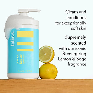 Bliss Soapy Suds Body Wash - Lemon and Sage - 32 Fl Oz - Gentle and Hydrating for Supremely Soft Skin - Paraben Free - Vegan & Cruelty Free