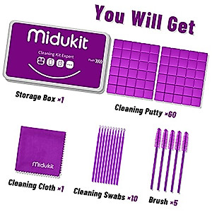 Midukit Cleaner Kit for Airpod, Cleaning Kit compatible with Airpods, Earbud Cleaning Putty, fits Earbud Phone Ear Wax Dirt, Cleaner Putty with Microfiber Cleaning Cloth & Brushes, Earbud Cleaning Kit