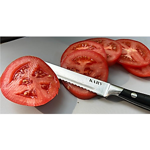 Karv Serrated Kitchen Knife - 5 Inch High Carbon Stainless Steel Full Tang Premium Steak Knife - Knife for Bread, Tomato, Steak and Everyday Kitchen Use