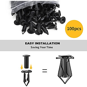 Alpha Rider 100pcs 8mm Fender ATV Push Retainer Clips Fastener for Honda Suzuki Kawasaki Polaris Sportsman Rangers Rzr Replace 7661855