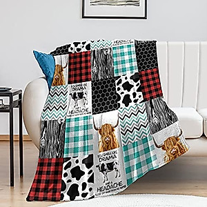 Highland Cow Blanket for Kids Teens Adults, Soft Lightweight Cozy Microfiber Flannel Fleece Throw Buffalo Blanket Cow Gifts for Women Men Girls -Size 50"x60"(Youth)