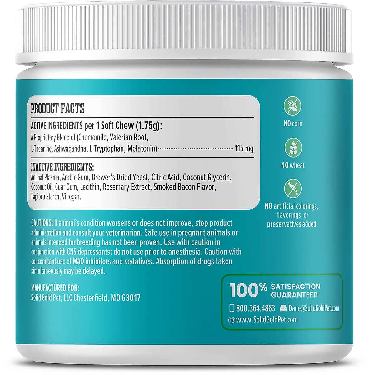 Solid Gold Calming Chews for Dogs - Soothing Snacks for Stress & Dog Anxiety Relief - Melatonin & Valerian Root - Dog Treats for Separation Anxiety Relief & Fireworks for All Breeds & Sizes - 120 Ct
