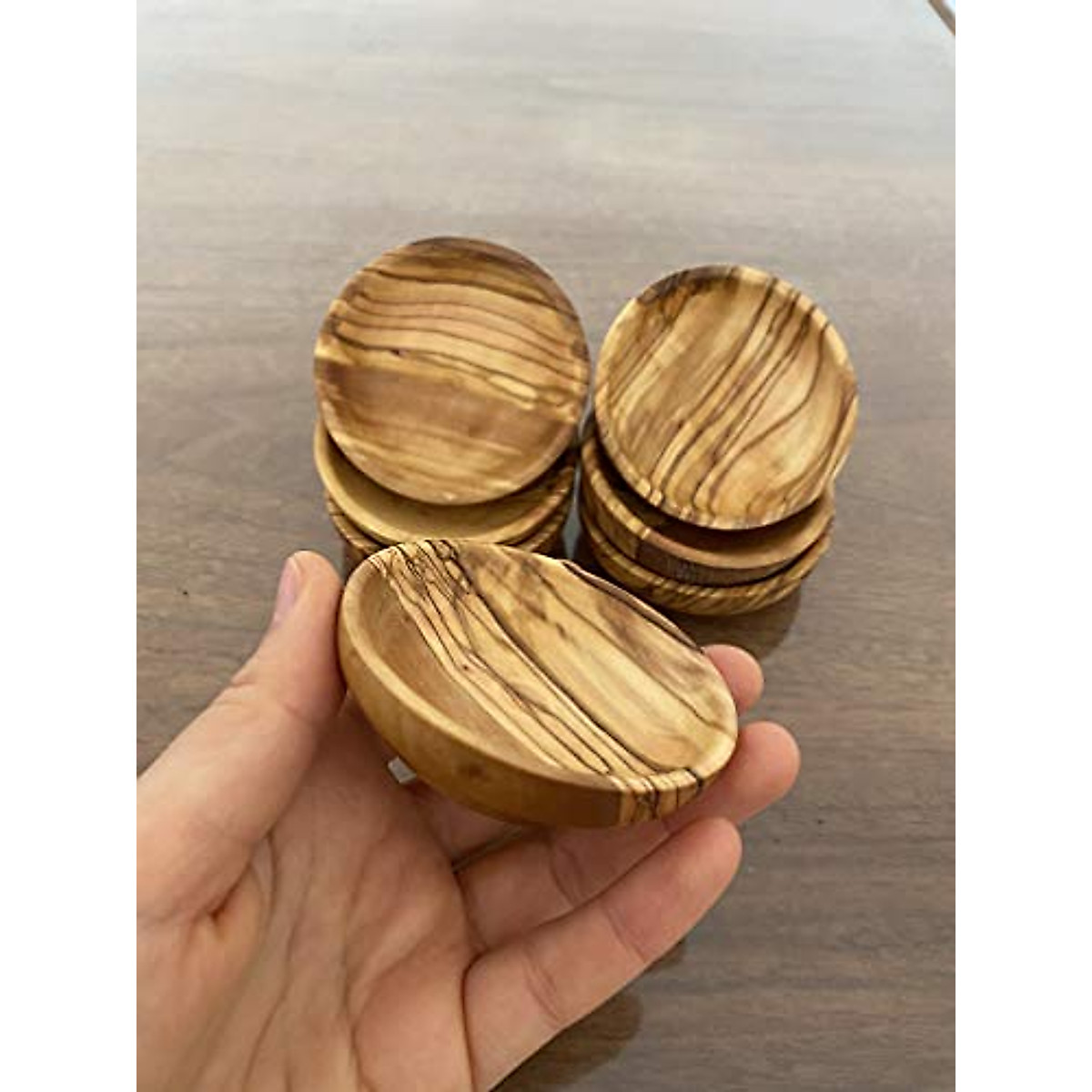 Tubibu Olive Wood Mini Bowls Set of 6 Handmade Bowls, Handcrafted Wooden Mini Bowls