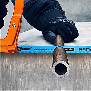 GRAFF Bi-Metal Molybdenum Hacksaw Blades 12 Inch for Metal and Steel Cutting 24 tpi - Handsaw Blades Replacement HSS