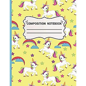 Composition Notebook: Wide Ruled Paper Notebook Journal | Blank Lined Workbook for Kids Students for Home School College | Cute Unicorn Pattern