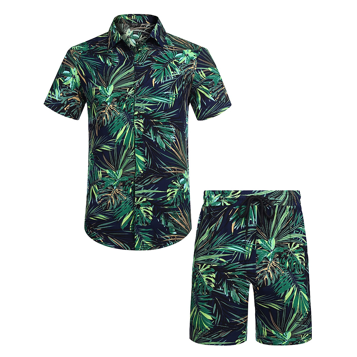 COOFANDY Men's Flower Casual Button Down Short Sleeve Hawaiian Shirt Suits