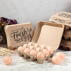 Zhanmai 25 Pcs Natural Paper Pulp Egg Cartons Blank Bulk Square Chicken Egg Cartons 12 Count Dozen Vintage Classical 3 x 4 Style Cardboard Egg Tray for Family Farm Market Storing