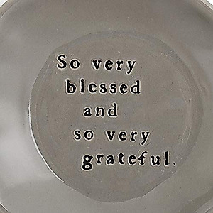 DEMDACO So Very Blessed and So Very Grateful Dove Grey 4.5 x 4 Glossy Ceramic Stoneware Wobbly Round Spoon Rest