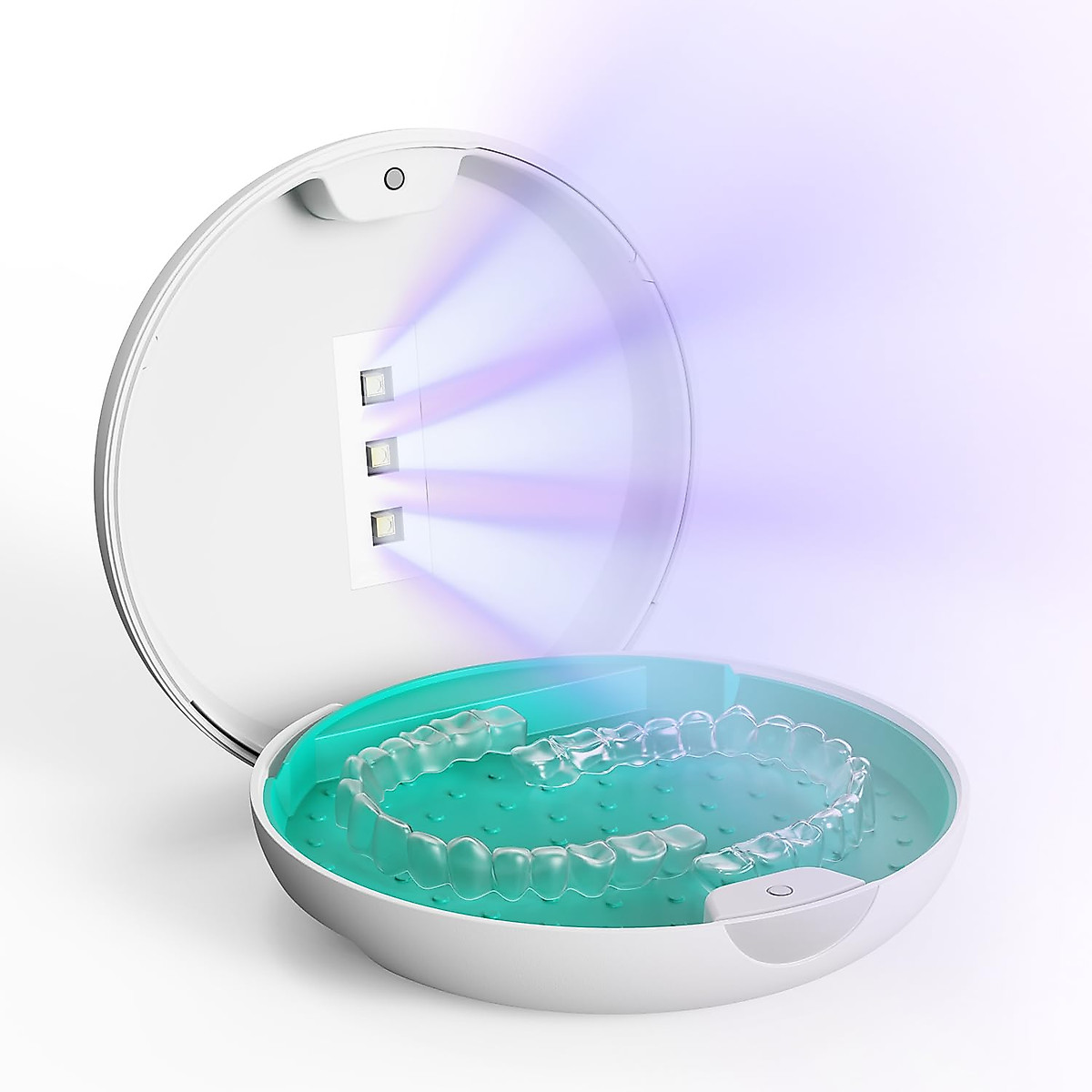 VEAMOR UVC Retainer Case Upgraded, Case Compatible for Invisalign 500mAh Battery Powered with Travel Bag, Dental Braces Case Slim with Vent Holes - White&Green