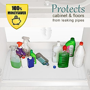 The Original Under Sink Mat - Silicone Waterproof mat, Adjustable, Easy to Clean, Kitchen cabinet liner, Disifenction Surface - 34" x 22" or smaller