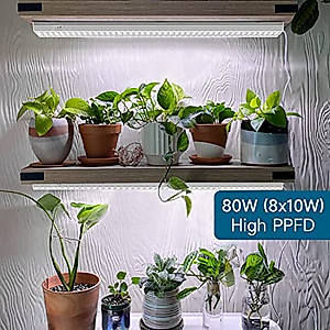 Barrina T5 Grow Lights, 5000K White Full Spectrum LED Grow Lights, 2ft 80W (8 x 10W) Plant Grow Lights for Indoor Plants, Plug and Play, 8-Pack