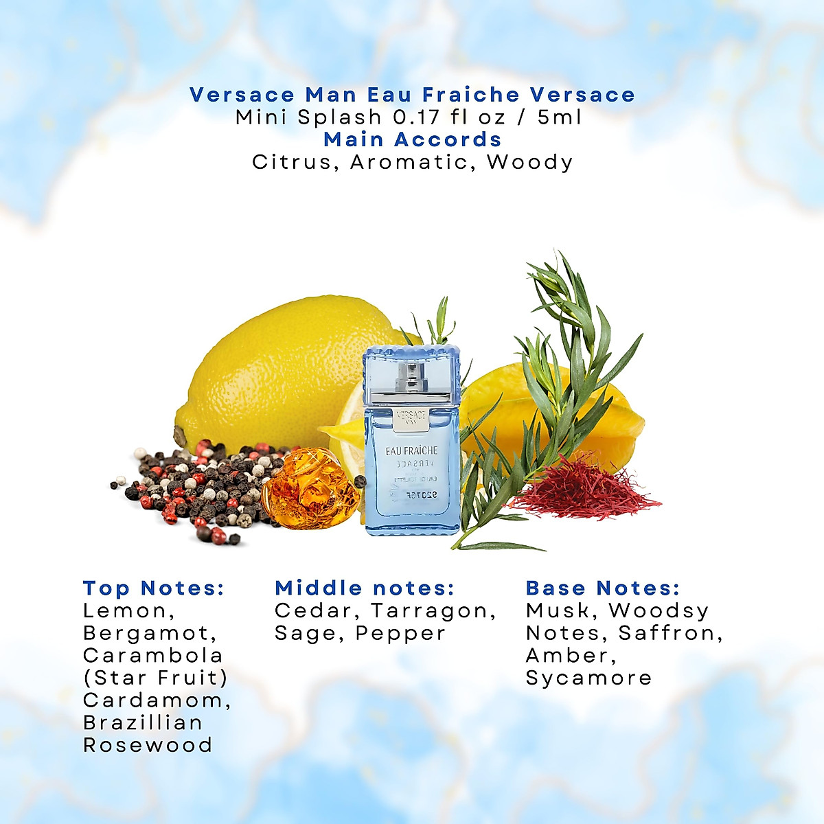 Versace Miniature Variety Trio Collection Perfume Gift Set for Men 0.17 oz/5 ml Splashes 1