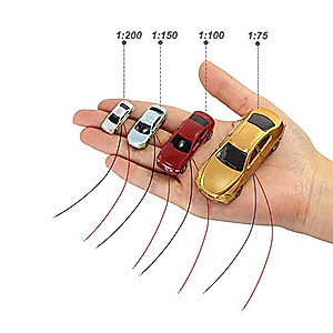 EC150 12pcs 1:150 N Scale Model Lighted Cars (Color Random) with 12V LEDs for Building Layout New
