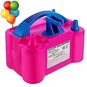 PCFING Electric Air Balloon Pump and Balloon Tying Tool in One, Portable Dual Nozzle Electric Balloon Blower Air Pump Balloons Inflator with Tying Tool on Pump for Decoration, Party and Save Time