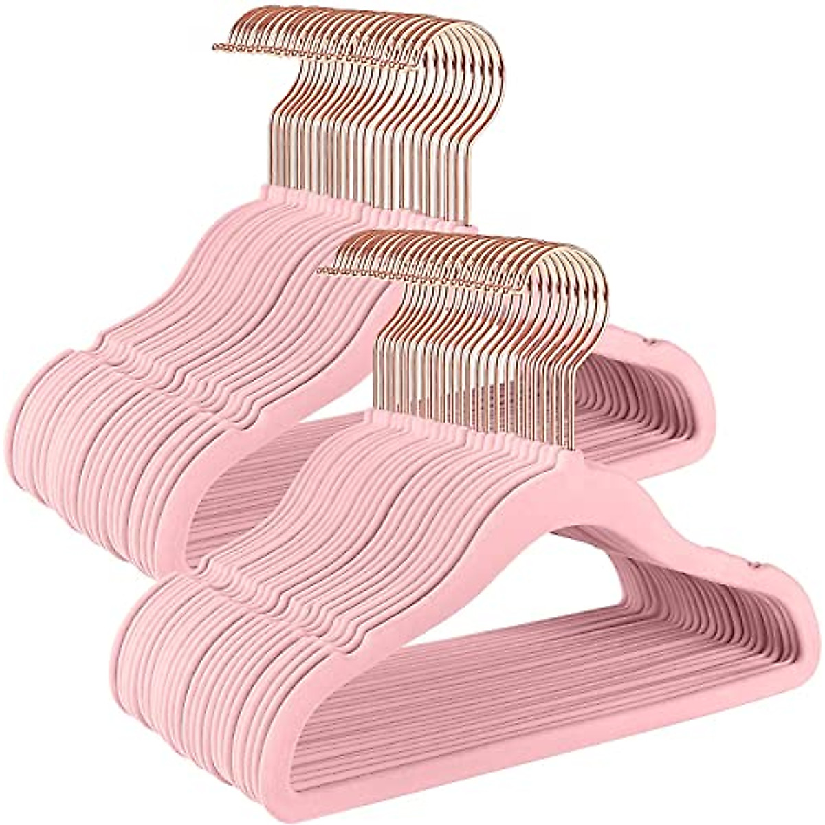 TIMMY Baby Velvet Hangers Non-Slip Baby Clothes Hangers, 11.8” Inch 50 Pack Space Saving Childrens Hangers -360° Swivel Rose Gold Hook, Strong & Durable Infant/Toddler Pink Hangers