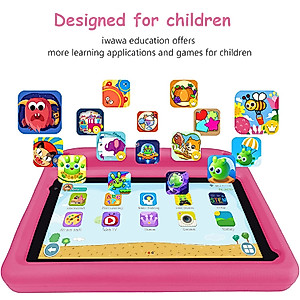 GOODTEL 2024 Kids Tablet for Kids Android Tablet 7 inch 128GB Extended Memory, Installed Parental Control Mode Puzzle Game IPS HD Display, Toddler Tablet with Shock-Proof Case, Pink