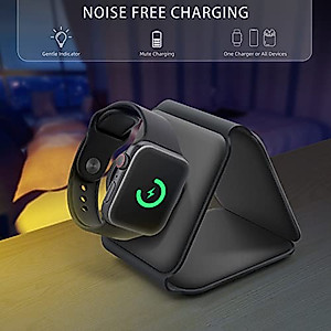 Wireless Charger, 3 in 1 Qi-Certified Fast Charging Station, Portable Magnetic Charger Pad Compatible with Apple Watch AirPods iPhone 14/13/12/11/Pro/Max