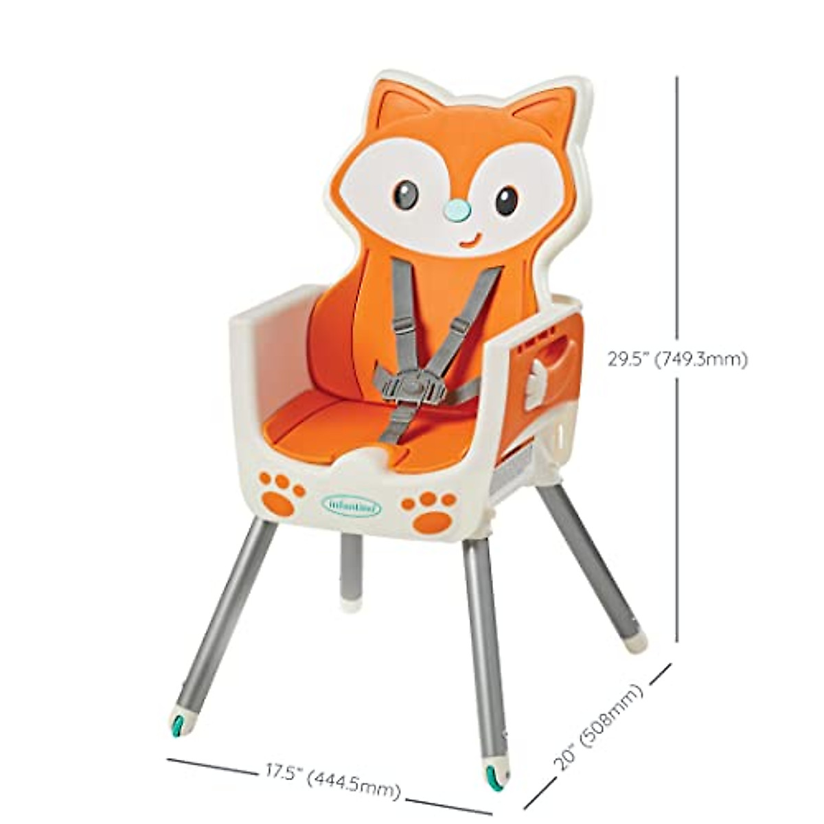 Infantino Grow-with-Me 4-in-1 Convertible High Chair, Fox-Theme, Space-Saving Design, Booster and Toddler Chair, for Infants & Toddlers 3M-36M