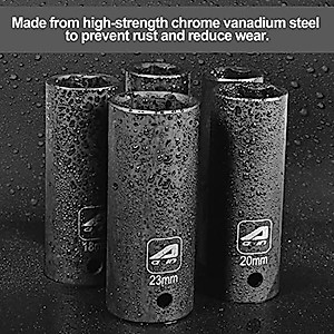AAIN 15-Piece 1/2 Inch Drive Metric Deep Impact Socket Set，6-Point,10mm to 24mm 1/2 Socket Set, A029