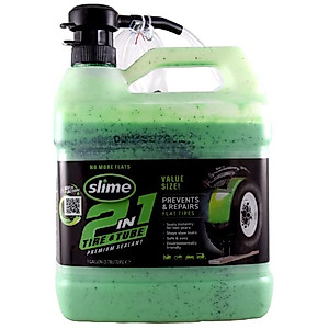 Slime 10207 2-in-1 Tire & Tube Sealant Puncture Repair Sealant, 2-in-1, Premium, Prevent and Repair, suitable for all off-highway Tires and Tubes, Non-Toxic, Eco-Friendly, 1 Gallon jug