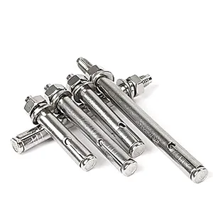 5 Pcs M6 x 50mm 304 Stainless Steel Expansion Bolt External Hex Expansion Screw Bolt Sleeve Anchor，Pool Safety Cover Expansion Bolts，for Concrete