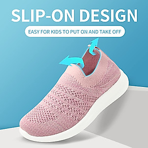 Apawwa Boys Girls Sneakers Kids Lightweight Slip On Running Shoes Pink/Blue/Navy/Black Walking Shoes Breathable Tennis Shoes for Toddler/Little Kids/Big Kids