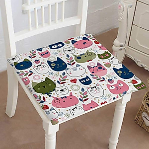 SWEET TANG Square Chair Seat Cushion Cow Print for Kitchen Dining Chairs, Memory Foam Butt Pad with Washable Cover, Non Slip Unique Sofa Dining Chair Stool Cushions Pad, 14 x 15 inch