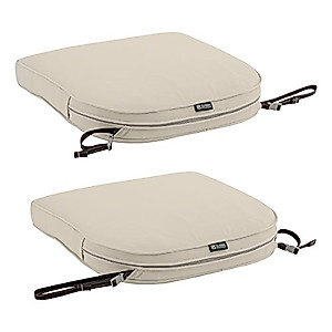 Classic Accessories Montlake FadeSafe Water-Resistant 20 x 20 x 2 Inch Contoured Patio Dining Seat Cushion, Antique Beige