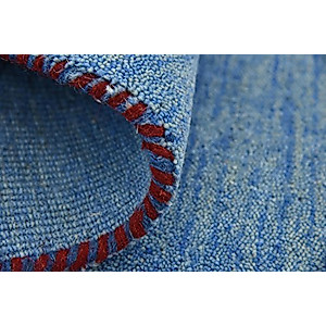 Unique Loom Solid Gava Collection 100% Natural Twisted Wool Modern Light Blue Area Rug (3' x 5')