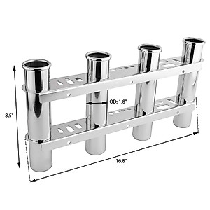 NovelBee 316 Stainless Steel 4 Tubes Fishing Rod Holder for Boat Marine Kayak Yacht