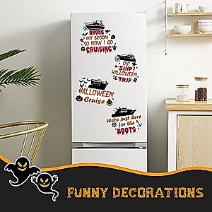8 Pcs Halloween Magnetic Stickers Pumpkin, Ghost, Witch Hat, Bat, Skull Car Magnets for Halloween Decorations Cruise Door, Carnival Cruise Ships, Fridge, Garage Door