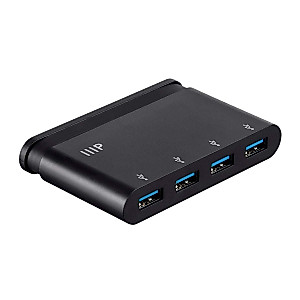 Monoprice 133570 USB-C to 4-Port/USB 3.0 Hub Adapter - Black with Folding USB Type-C Connector - Mobile Series